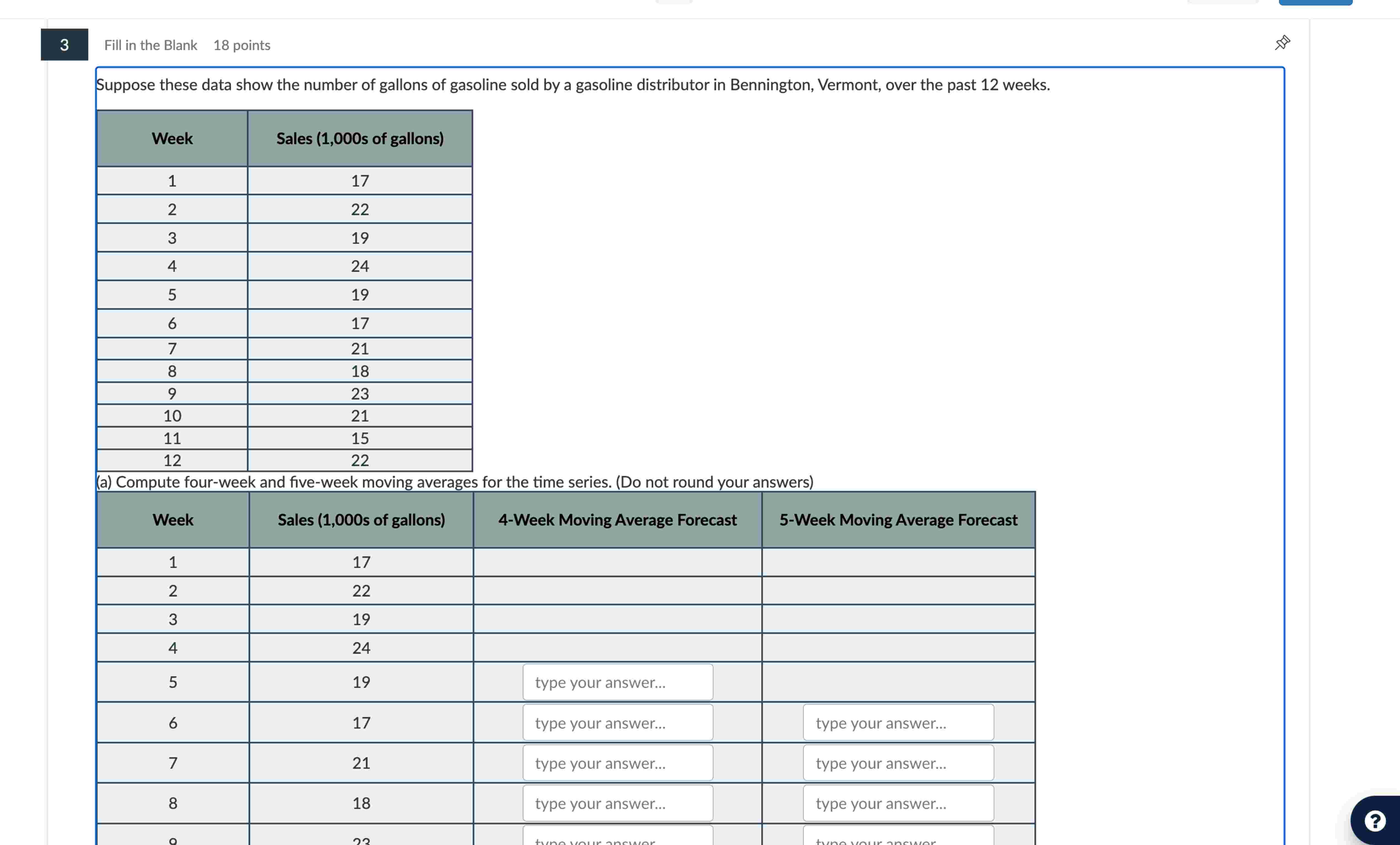 Solved 3 ﻿Fill in the Blank 18 ﻿points | Chegg.com