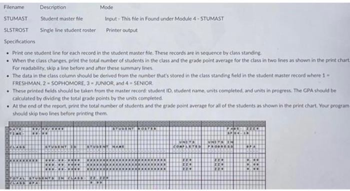 Solved - Print one student line for each record in the | Chegg.com
