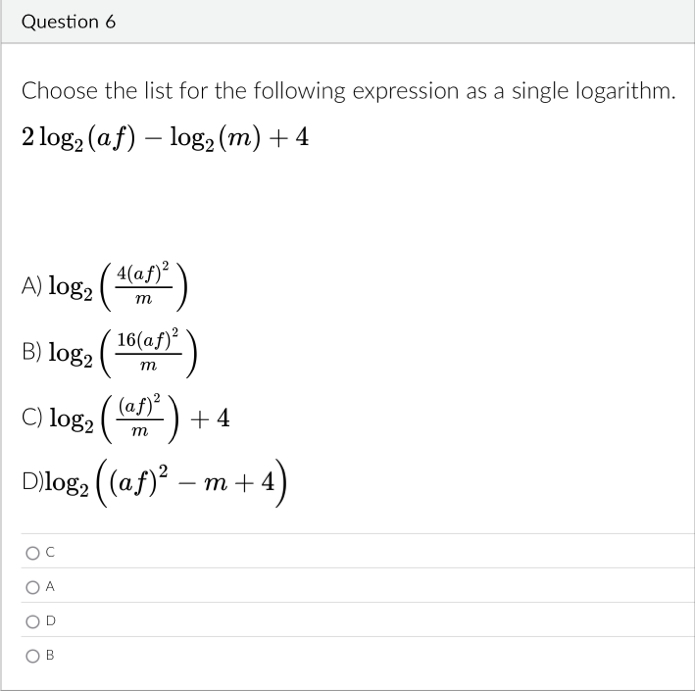 Solved Question 6Choose the list for the following | Chegg.com