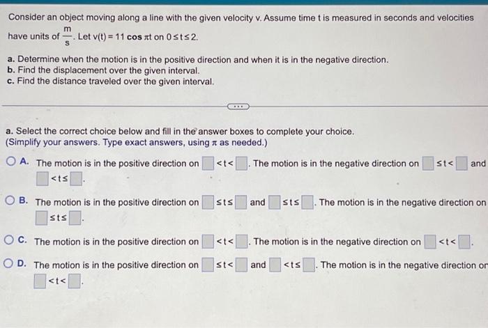 Solved Consider an object moving along a line with the given | Chegg.com