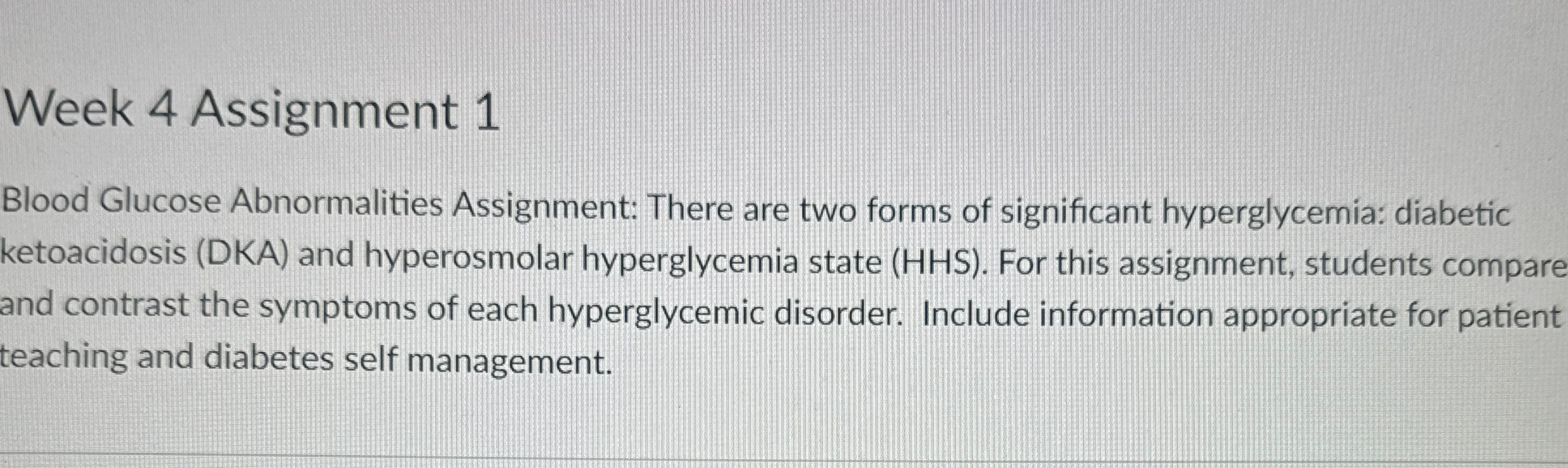 Solved Week 4 ﻿Assignment 1Blood Glucose Abnormalities | Chegg.com