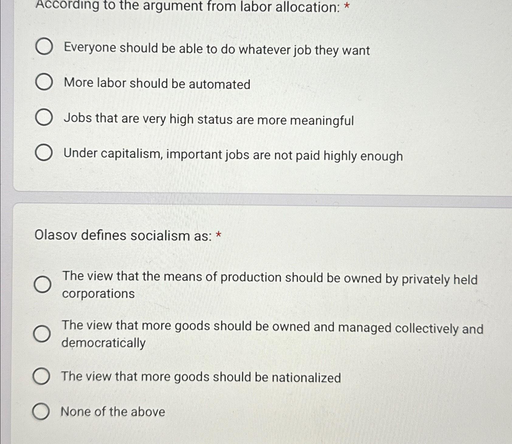 Solved According to the argument from labor allocation: | Chegg.com