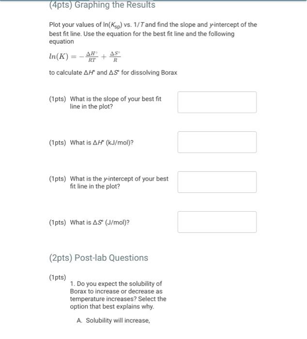 Solved Of Borax Dissolution Enthalpy and Entropy Changes of | Chegg.com