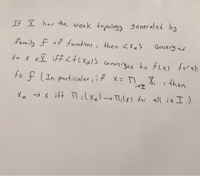 Solved If I has the weak topology generated by family f of | Chegg.com