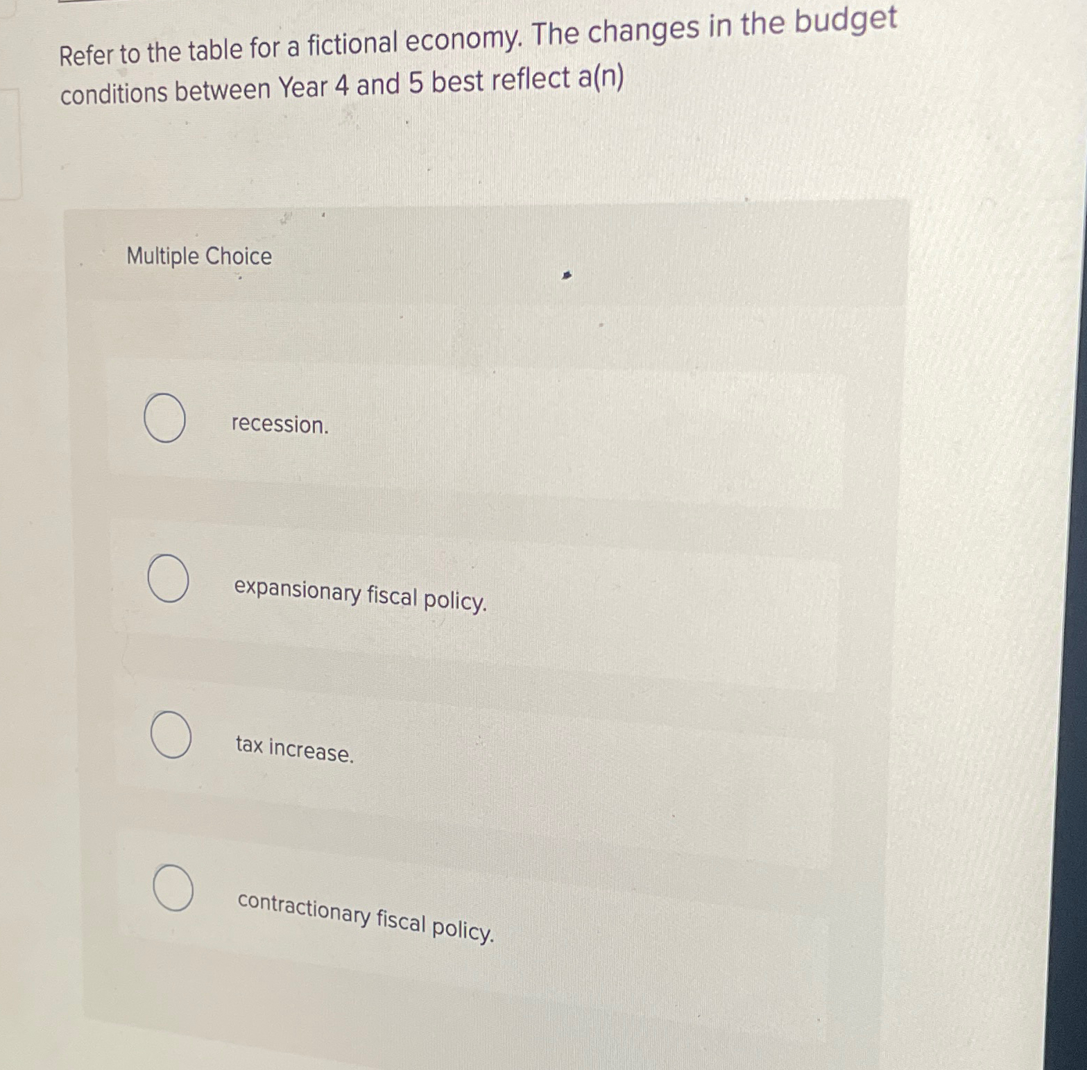 Solved Refer to the table for a fictional economy. The | Chegg.com