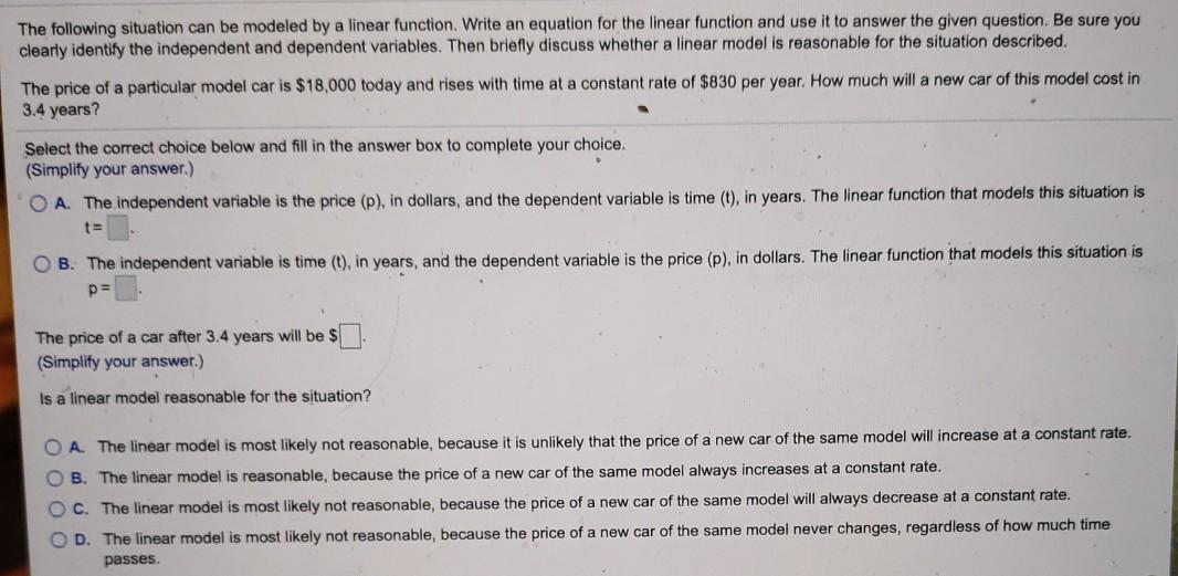 Solved The following situation can be modeled by a linear | Chegg.com