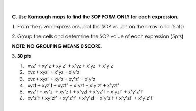 Solved A. Use a Karnaugh map to: 1. Derive the SOP and POS | Chegg.com