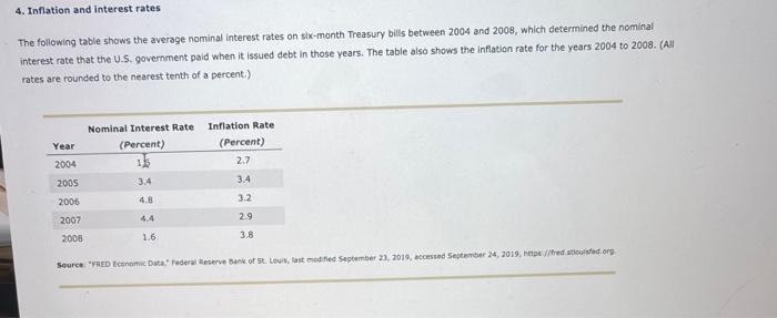 The following table shows the average nominal | Chegg.com