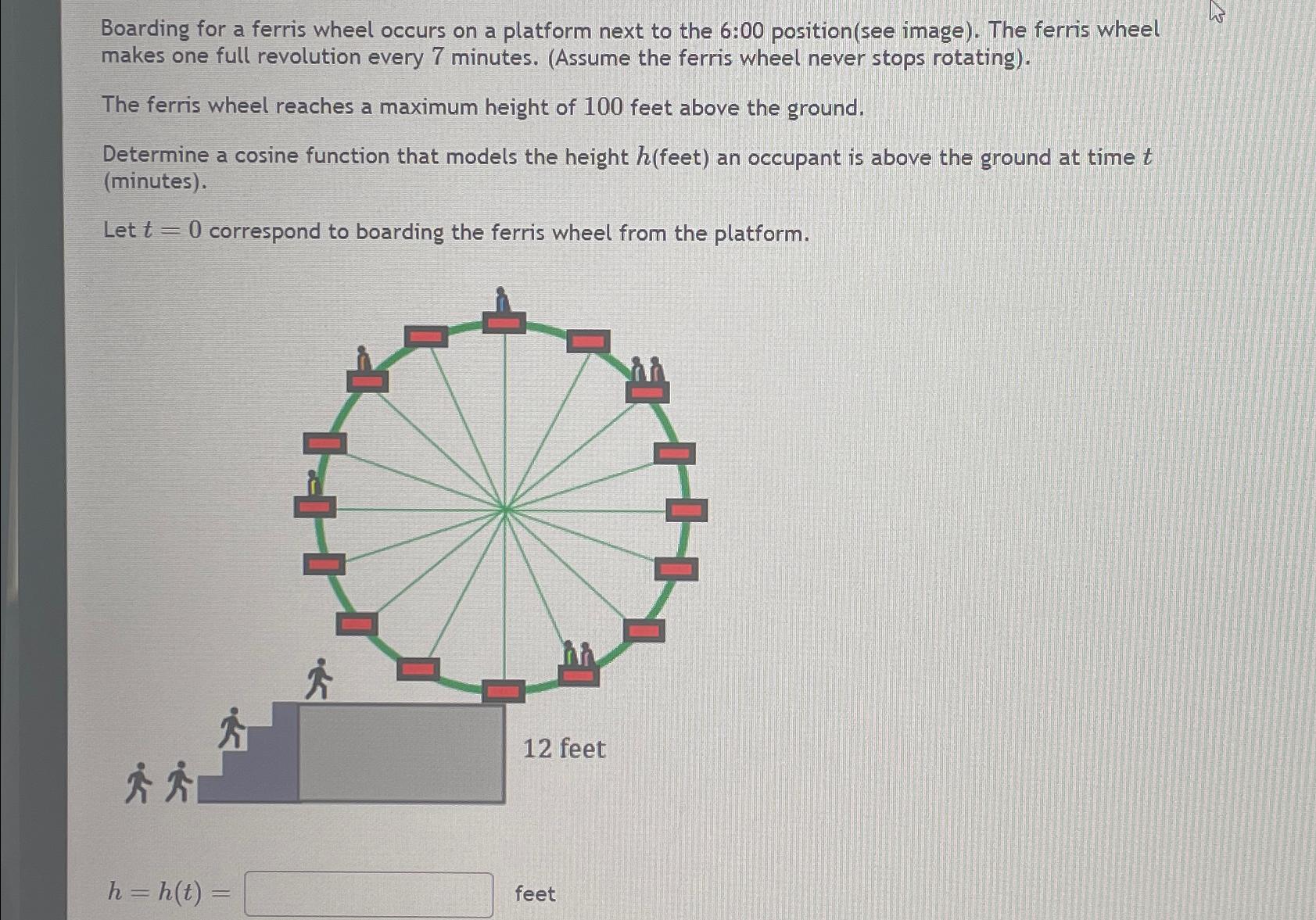 Solved Boarding for a ferris wheel occurs on a platform next | Chegg.com