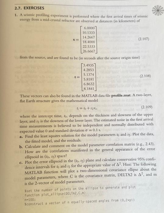 Solved 1. A seismic profiling experiment is performed where | Chegg.com