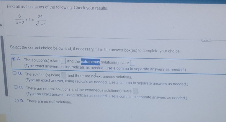 Solved Find all real solutions of the following. Check your | Chegg.com