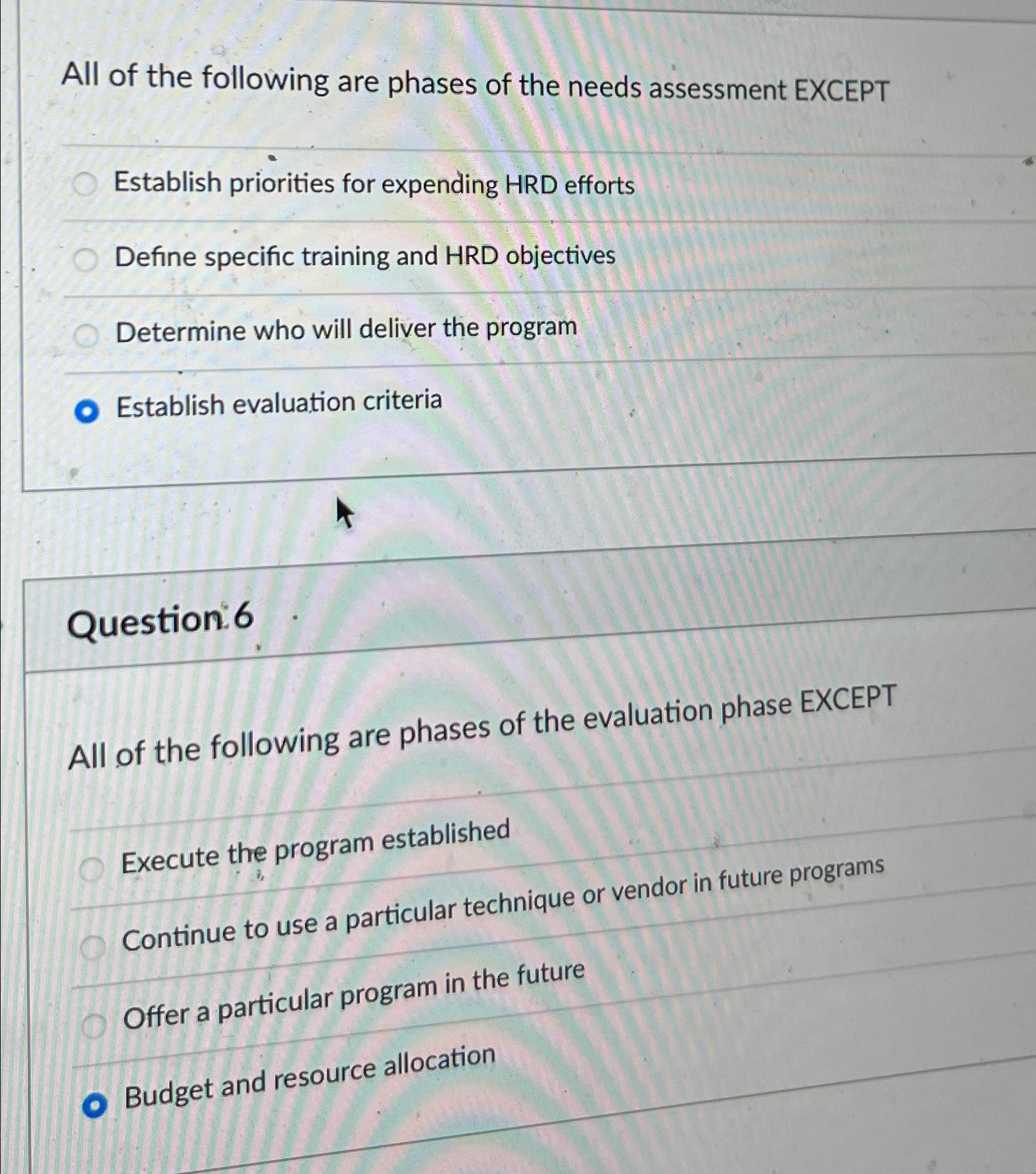 Solved All of the following are phases of the needs | Chegg.com