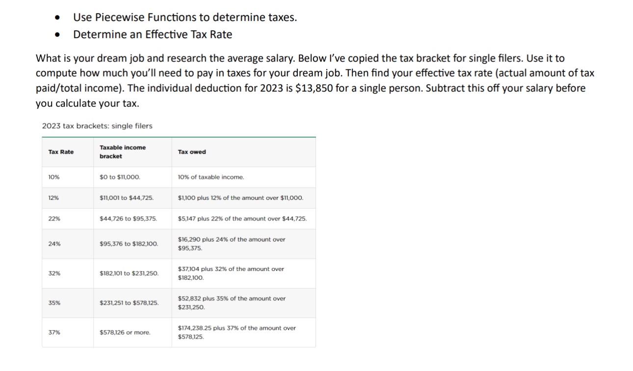 Solved Use Piecewise Functions to determine taxes.Determine | Chegg.com