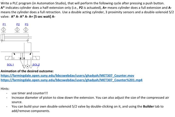 Write a PLC program (in Automation Studio), that will | Chegg.com