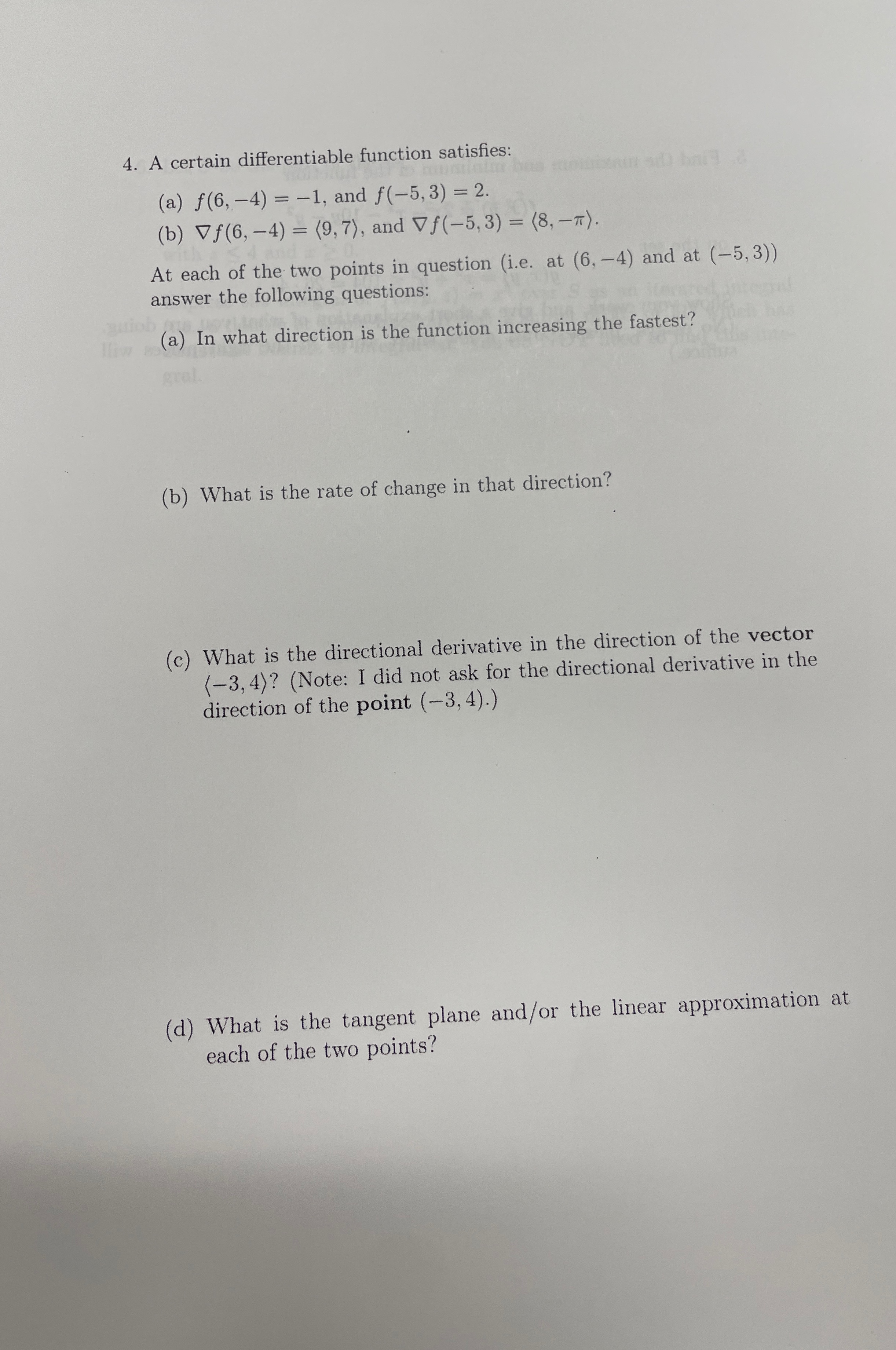 Solved A certain differentiable function | Chegg.com