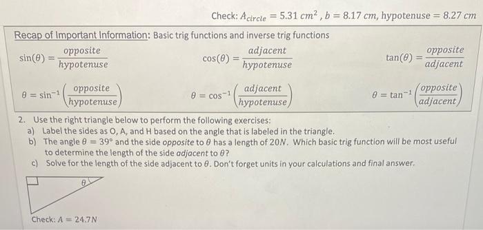 Solved Recap of Important Information Circles: D=2R Right | Chegg.com