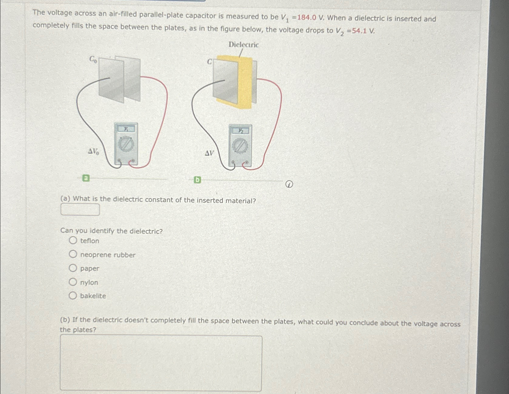 Solved The voltage across an air-filled parallel-plate | Chegg.com