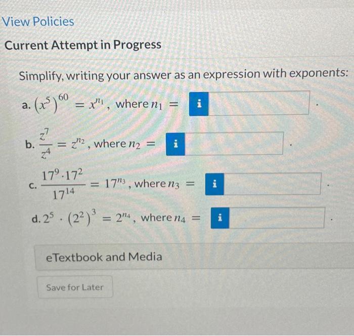 Solved View Policies Current Attempt in Progress Simplify, | Chegg.com