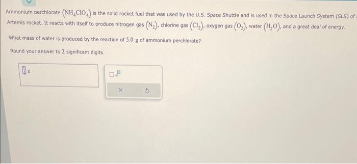 Solved Ammonium perchlorate (NH4ClO4) is the solid rocket | Chegg.com