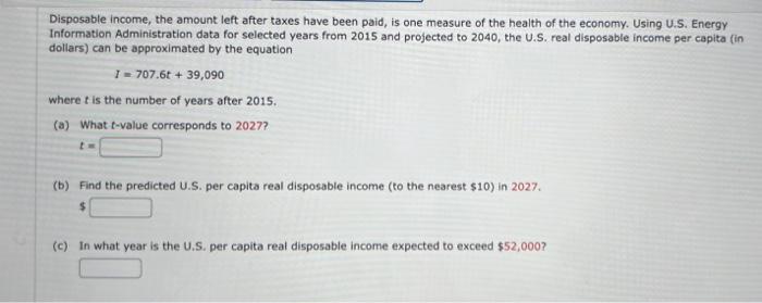 Solved Disposable income, the amount left after taxes have | Chegg.com