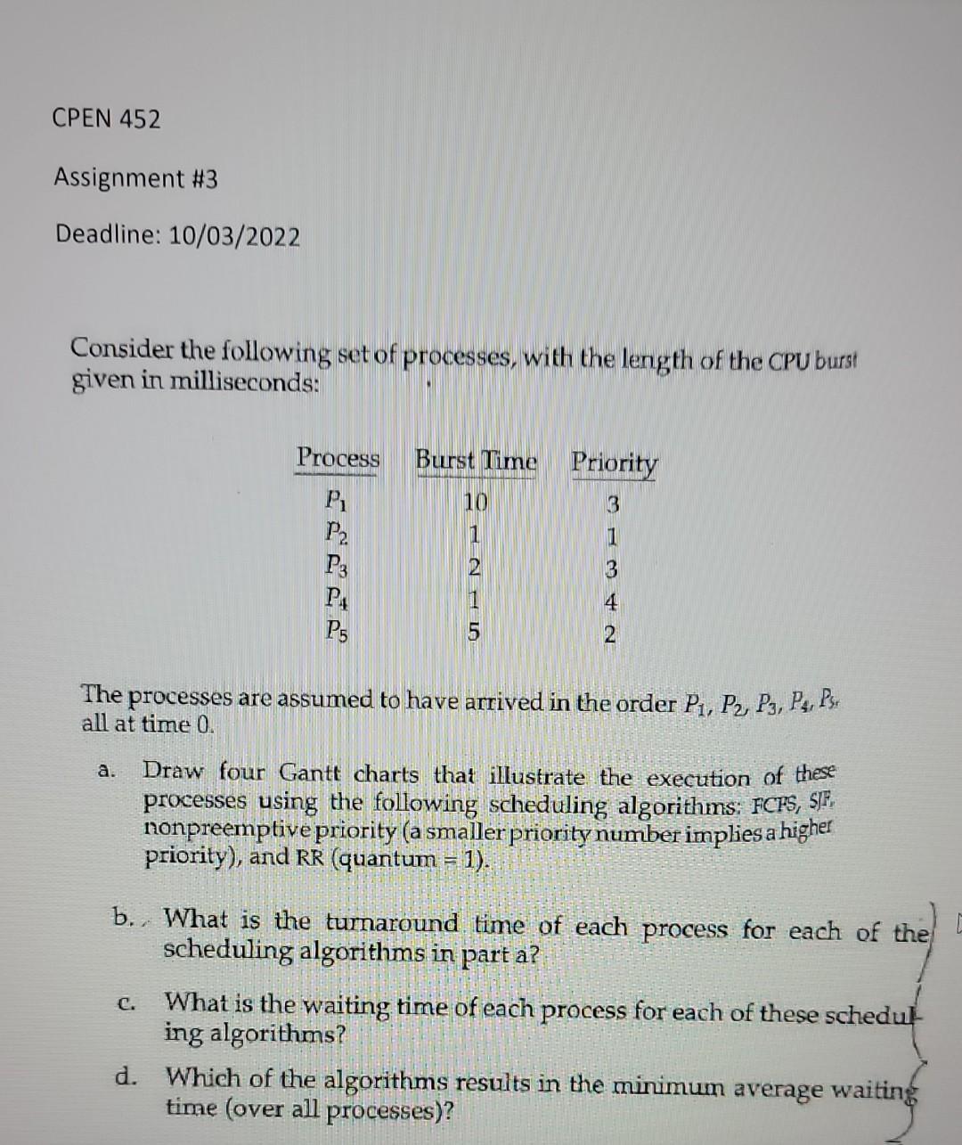 Solved CPEN 452 Assignment #3 Deadline: 10/03/2022 Consider | Chegg.com