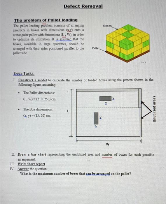 Solved Defect Removal The Problem Of Pallet Loading The