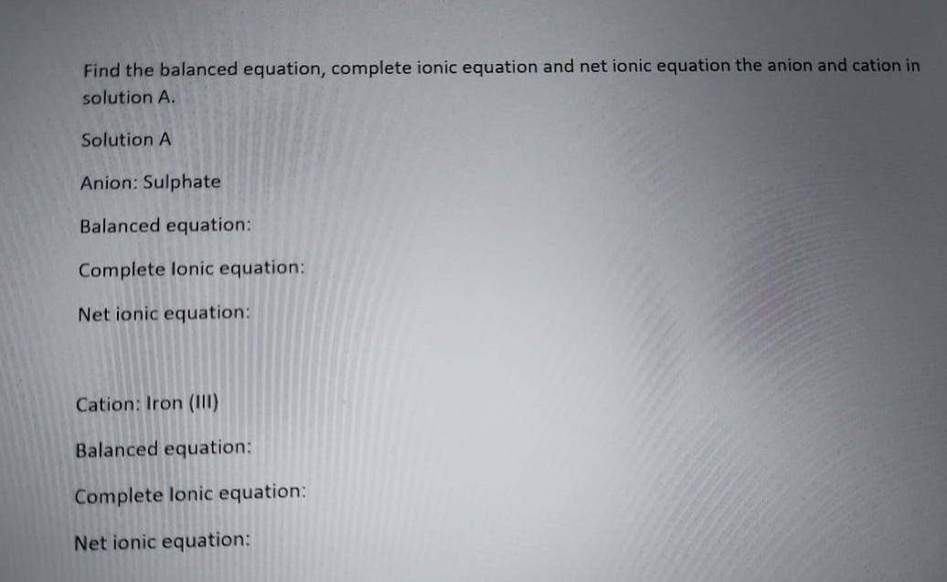 Solved Find the balanced equation, complete ionic equation | Chegg.com