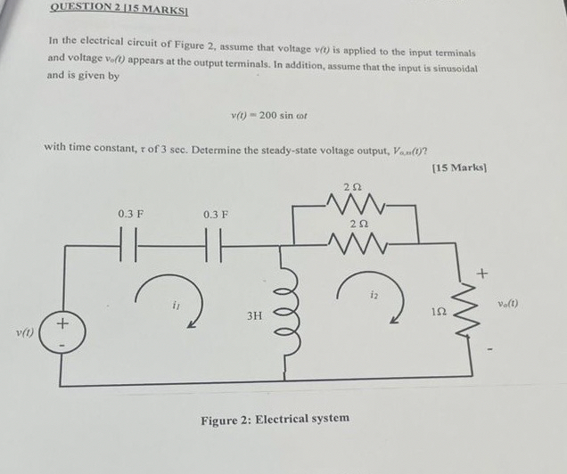 Solved QUESTION 2 [15 ﻿MARKSIn the electrical circuit of | Chegg.com