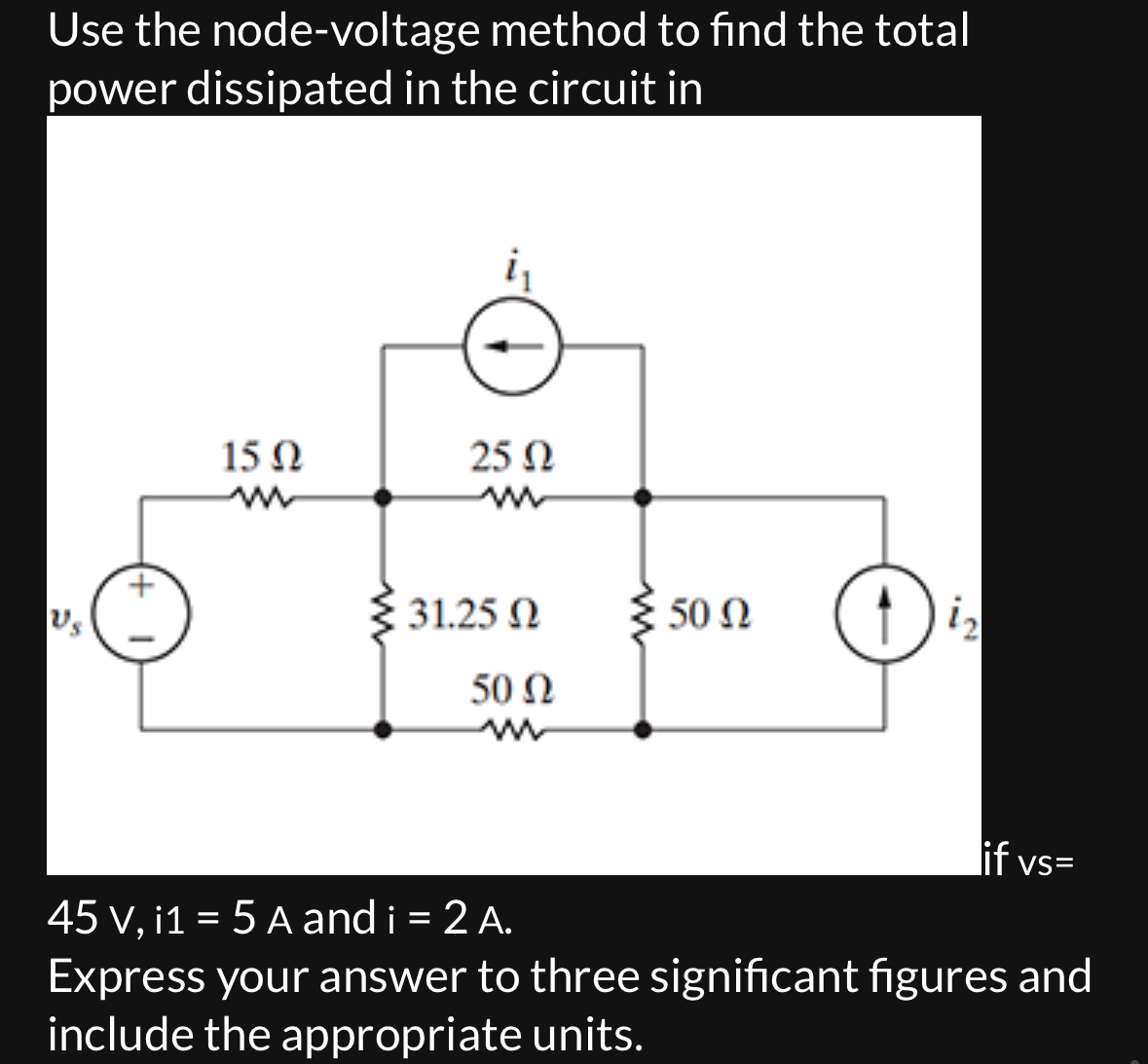 Solved Use the node-voltage method to find the total power | Chegg.com
