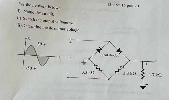 Solved For the network below: i) Name the circuit. ii) | Chegg.com