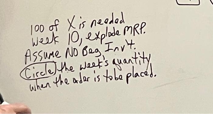 Solved 100 of X is needed Week 10, explode MRP. Assume No | Chegg.com
