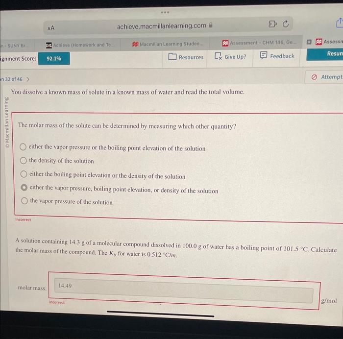 You dissolve a known mass of solute in a known mass | Chegg.com