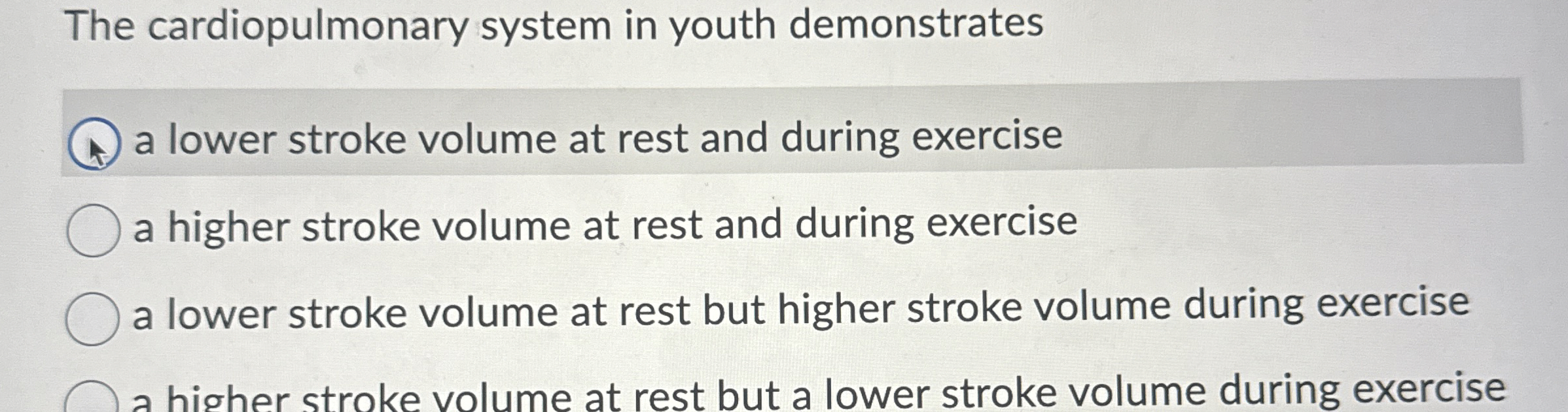 Solved The cardiopulmonary system in youth demonstratesa | Chegg.com