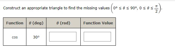 Solved Construct an appropriate triangle to find the missing | Chegg.com