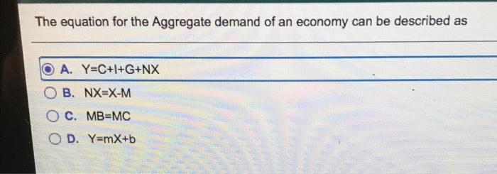 Solved The equation for the Aggregate demand of an economy | Chegg.com