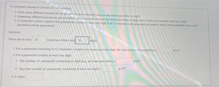 Solved A computer password consists of 12 characters 1. How | Chegg.com