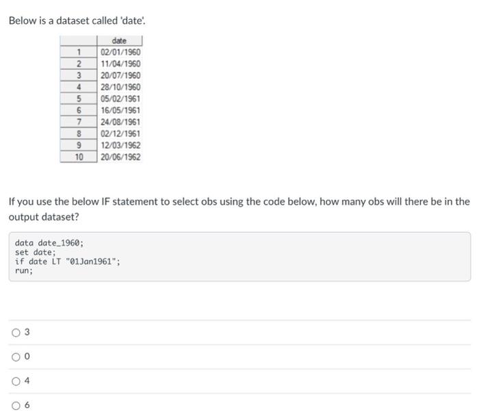 Solved If you use the below IF statement to select obs using | Chegg.com