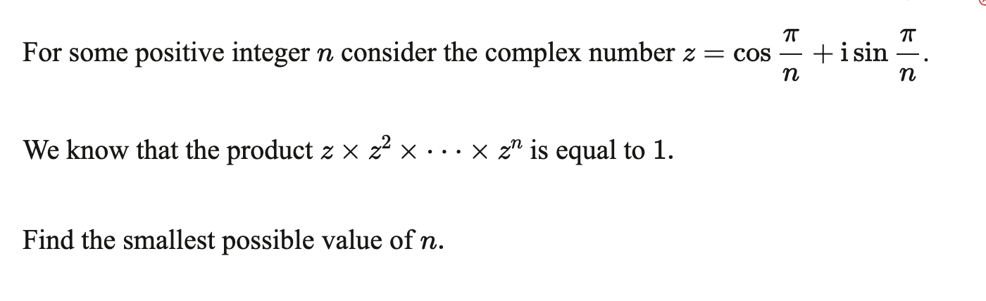 Solved For some positive integer n ﻿consider the complex | Chegg.com