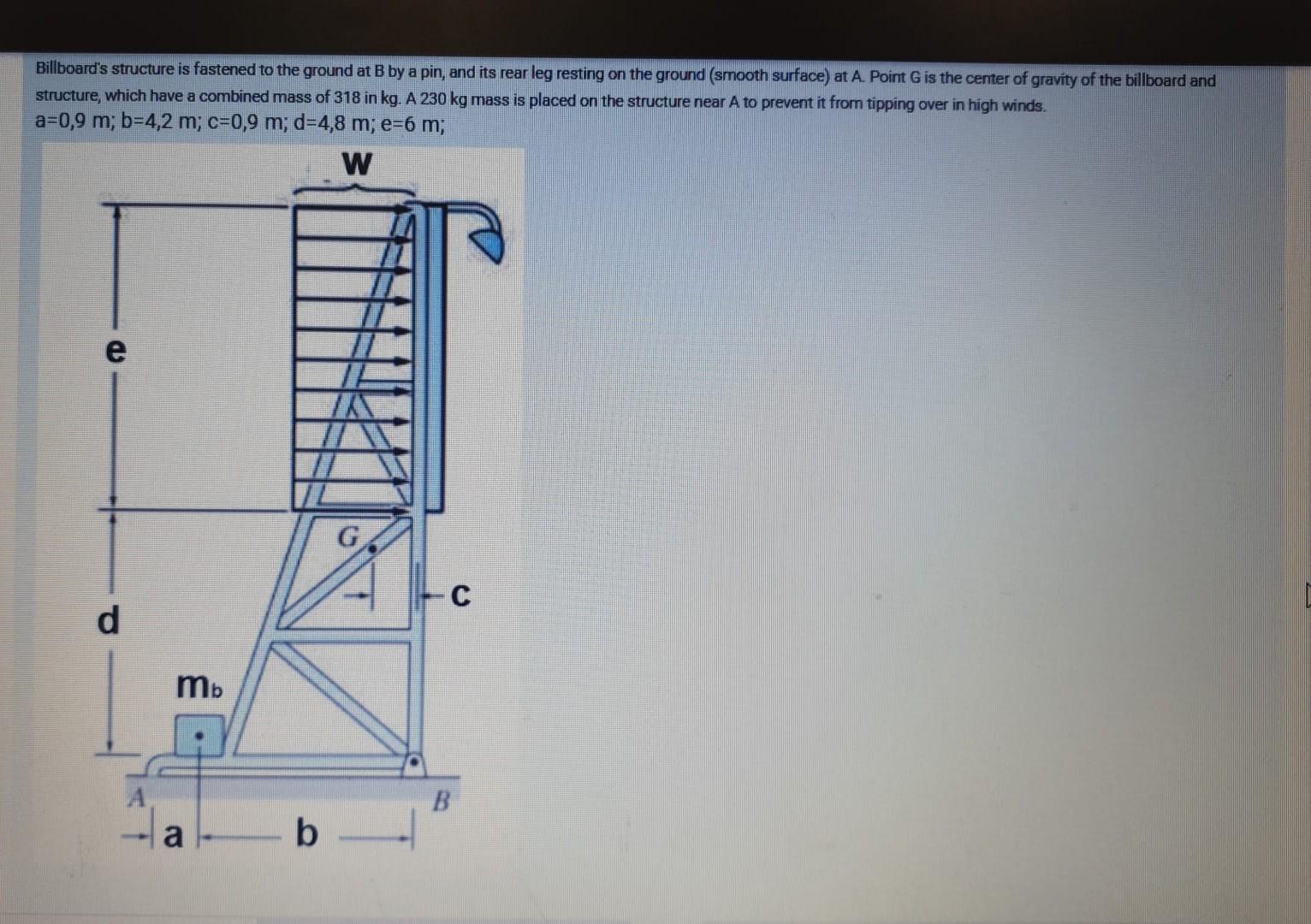 Billboard's structure is fastened to the ground at B | Chegg.com