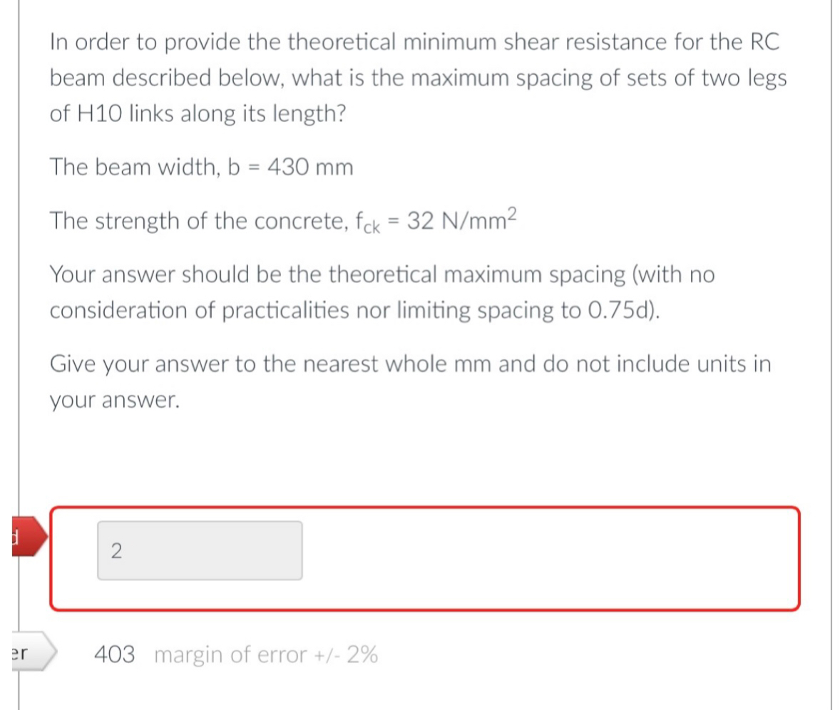Solved In order to provide the theoretical minimum shear | Chegg.com