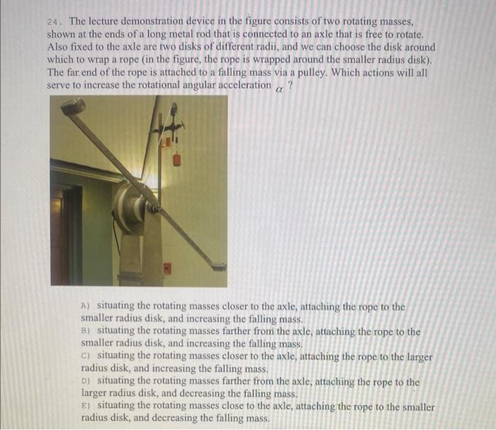 Solved 24. The lecture demonstration device in the figure | Chegg.com