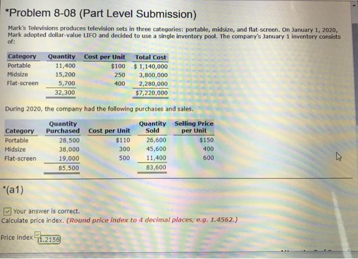 Solved *Problem 8-08 (Part Level Submission) Mark's | Chegg.com