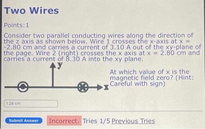 Solved Consider two parallel conducting wires along the | Chegg.com