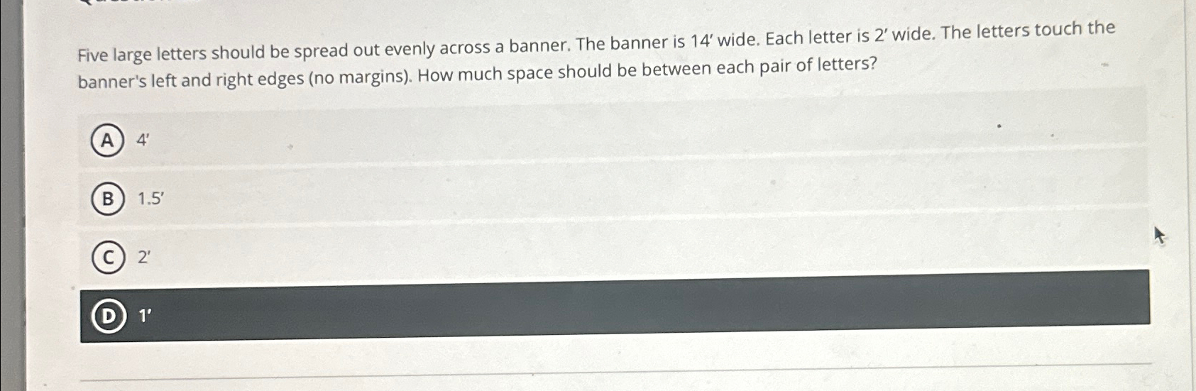 Solved Five large letters should be spread out evenly across | Chegg.com