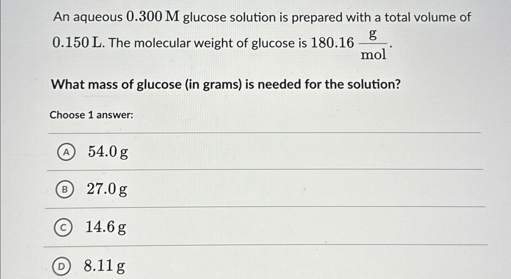 Solved An aqueous 0.300M glucose solution is prepared with a | Chegg.com