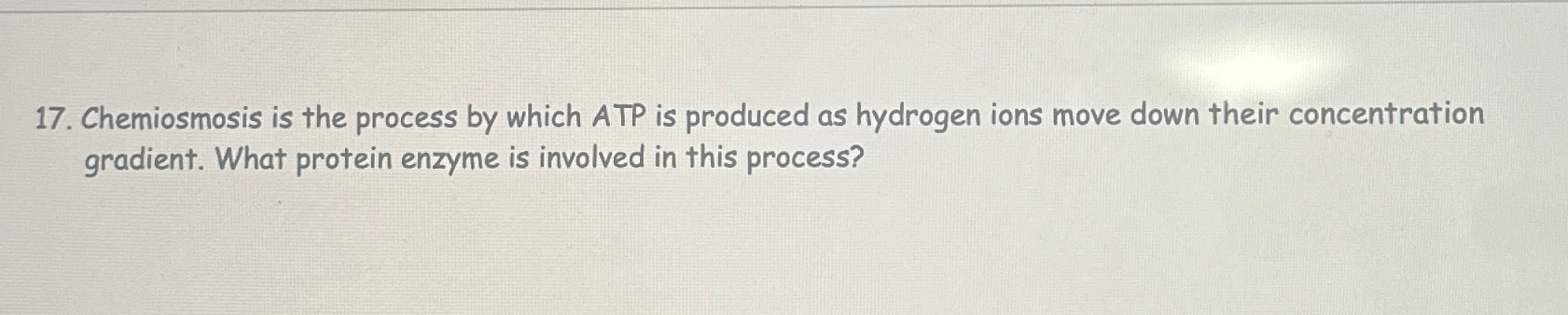 Solved Chemiosmosis is the process by which ATP is produced | Chegg.com
