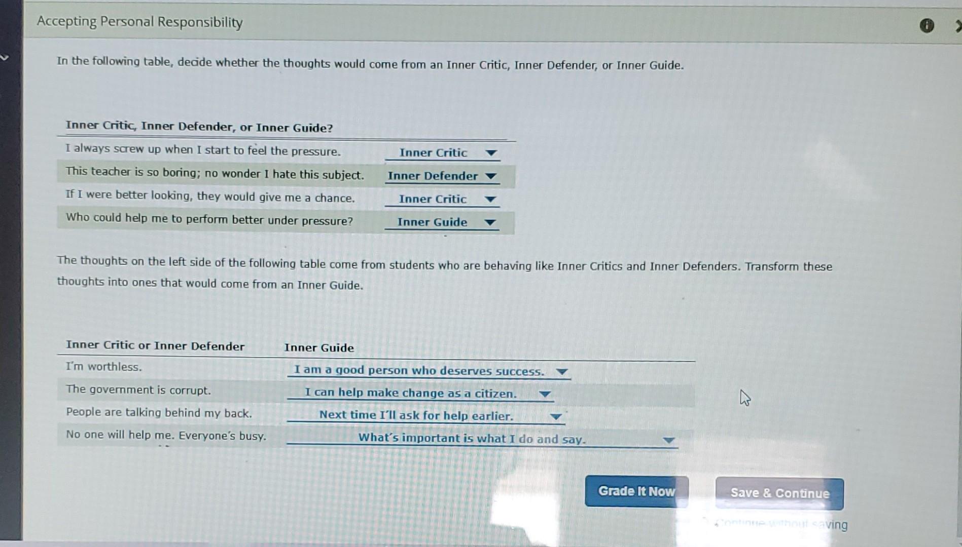 Solved In the following table, decide whether the thoughts | Chegg.com