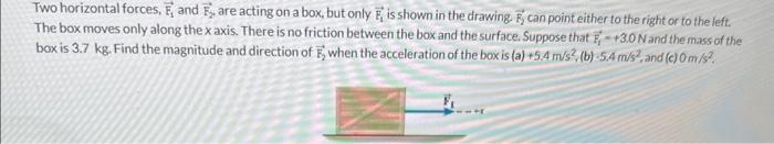 Solved Two horizontal forces, E1 and F2, are acting on a | Chegg.com
