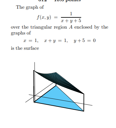 Solved The graph off(x,y)=1x+y+5over the triangular region A | Chegg.com