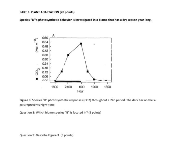 Solved PART 3. PLANT ADAPTATION ( 20 points) Species Solved PART 3. PLANT ADAPTATION ( 20 points) Species